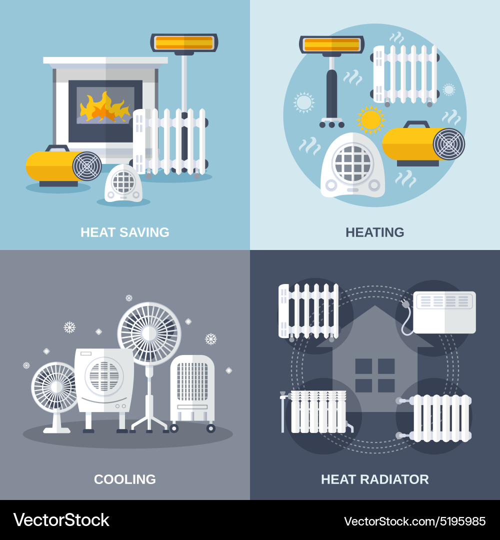 Heating and cooling flat Royalty Free Vector Image