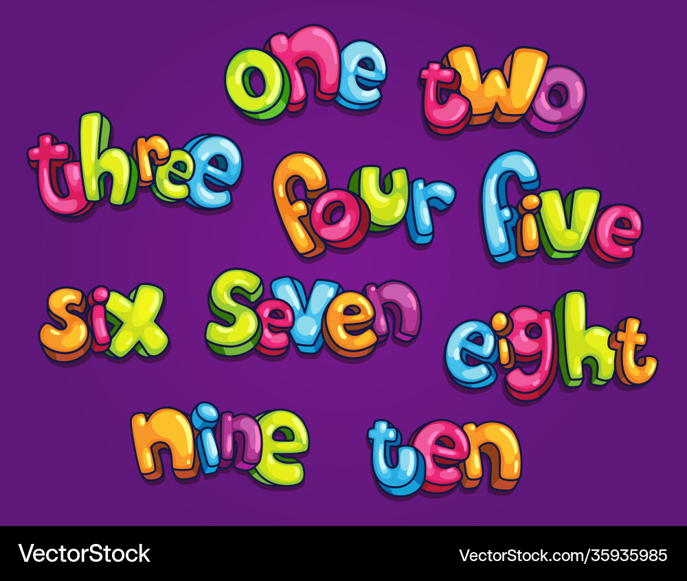 Kids numbers word text Royalty Free Vector Image