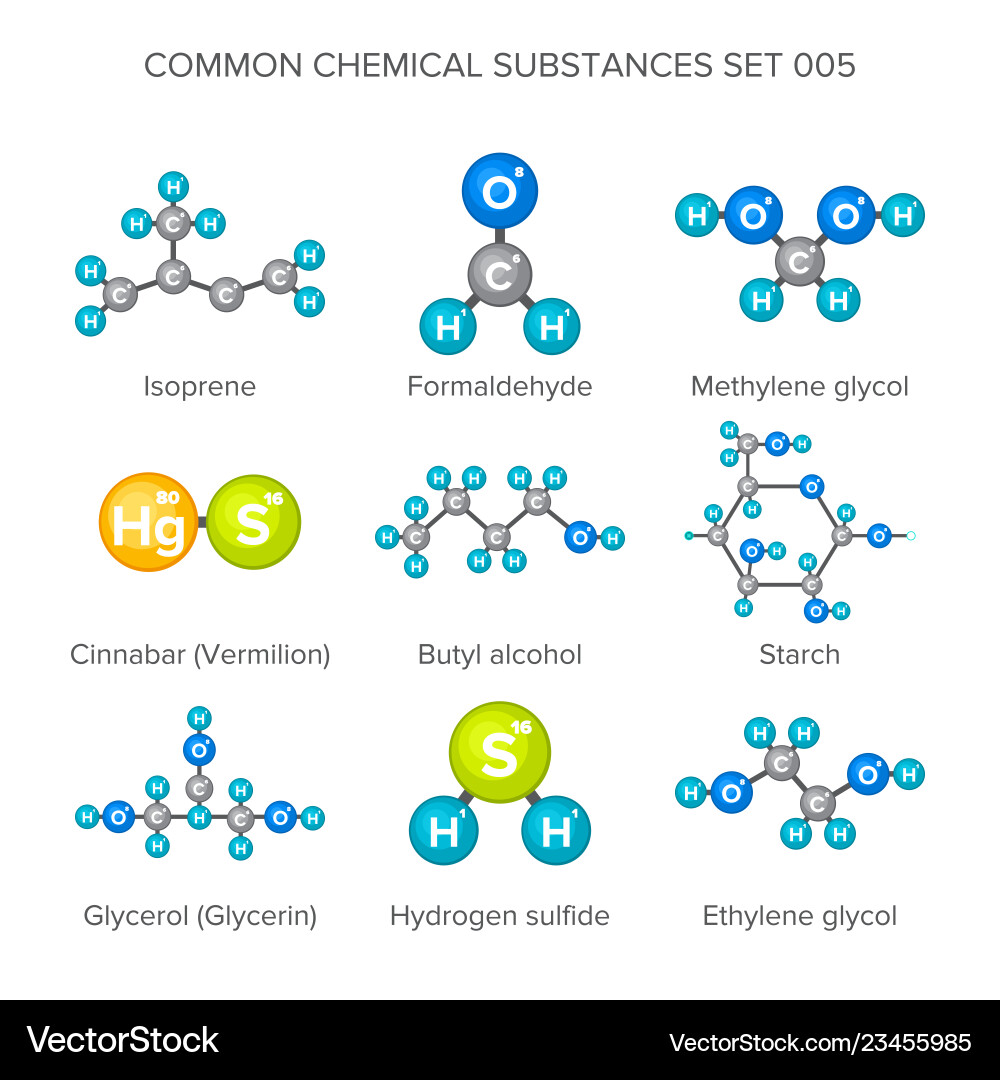 Molecular structures of chemical substances Vector Image