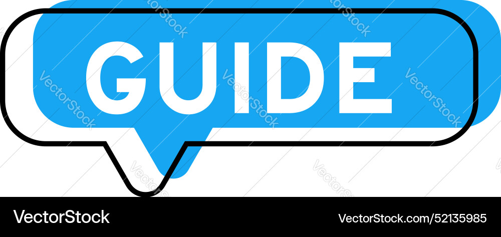 Speech banner and blue shade with word guide Vector Image