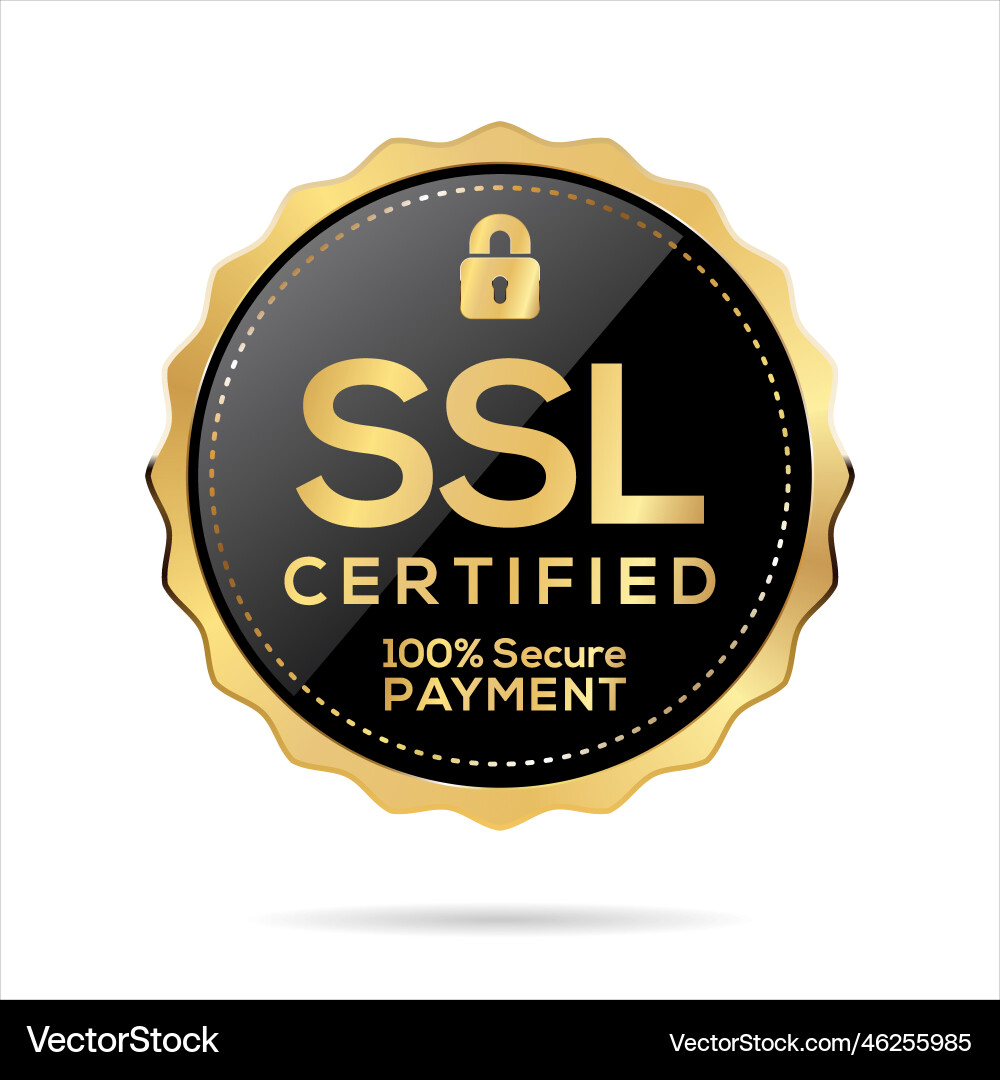 Ssl certified gold and black label 2 Royalty Free Vector