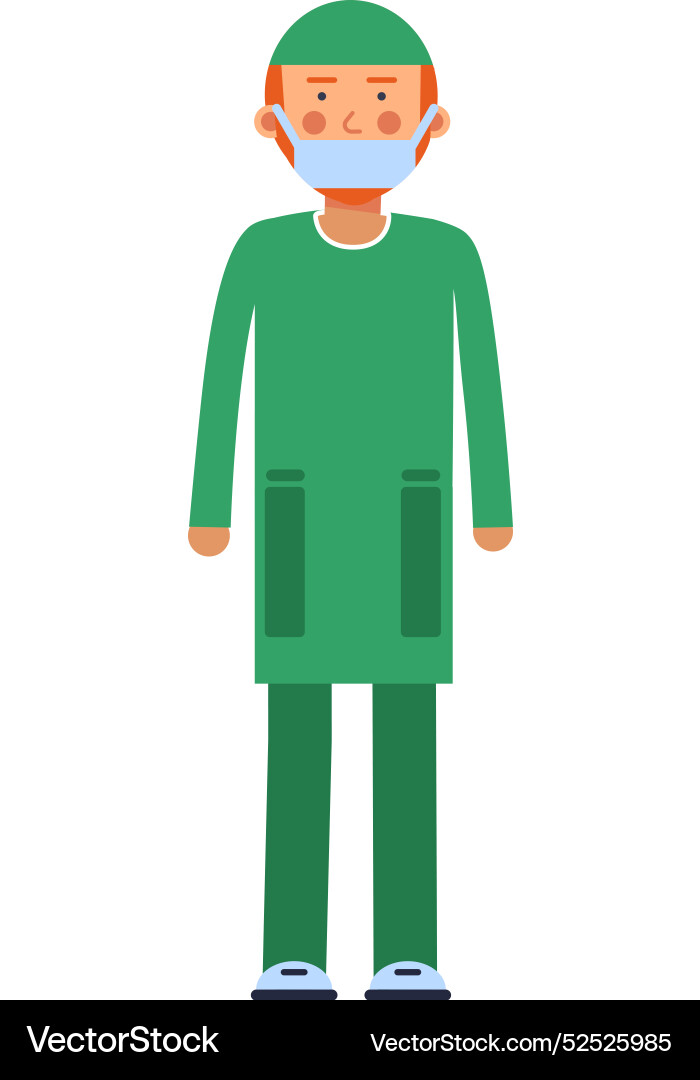 Surgeon character doctor in green uniform Vector Image