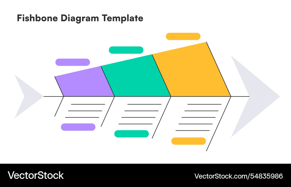Arrow fishbone diagram with colorful blank nodes Vector Image