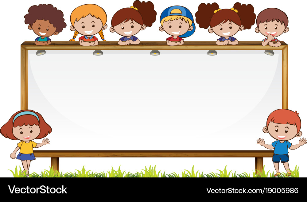 Board template with kids in park Royalty Free Vector Image