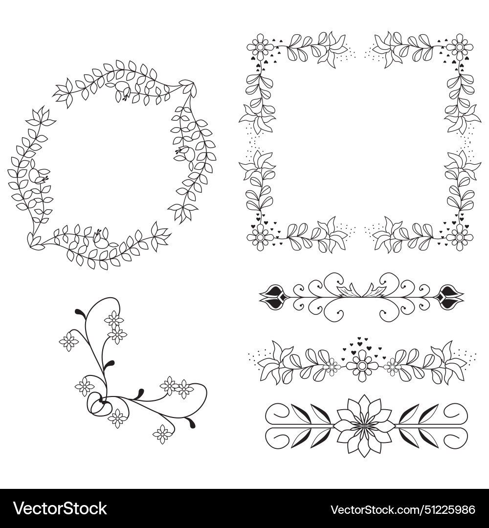 Doodle border flower ornament frame hand drawn Vector Image