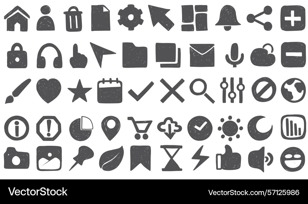 Doodle interface icons collection Royalty Free Vector Image