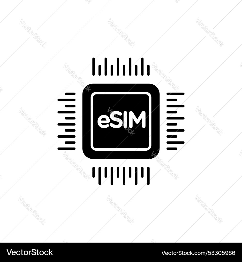 Esim icon set smartphone digital virtual sim Vector Image