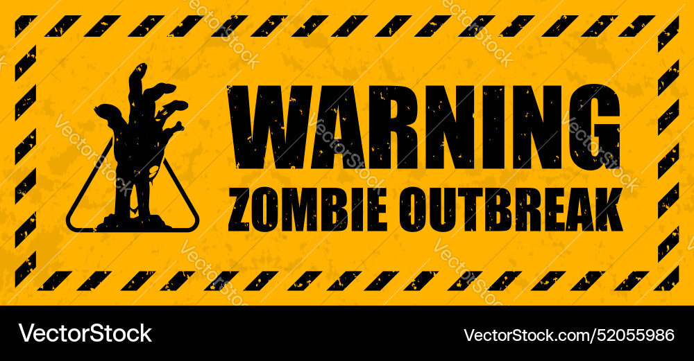 Grunge warning caution halloween zombie outbreak Vector Image