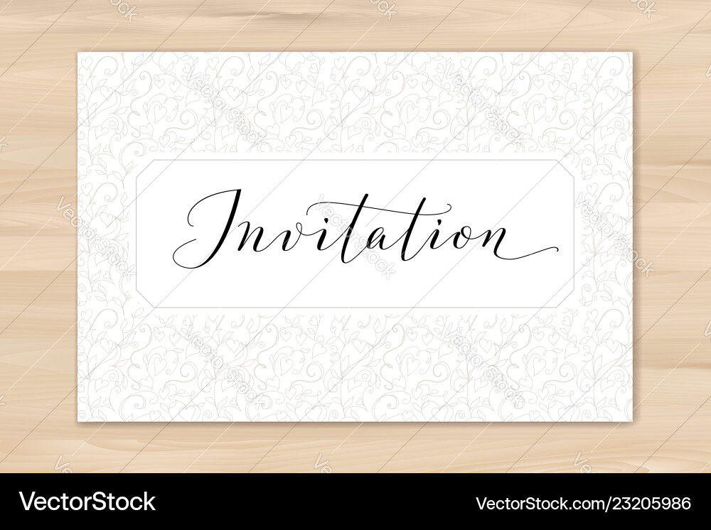 Invitation card with hand written custom Vector Image
