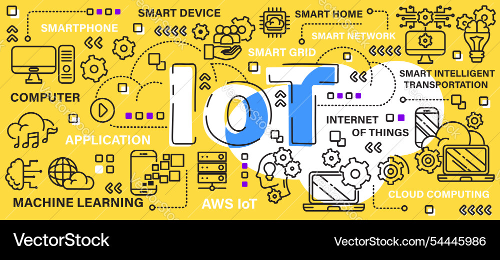 IoT Technology Concept - Connected Devices Vektorbild