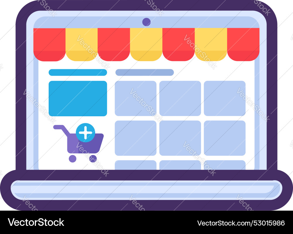 Online store page on laptop screen remote purchase