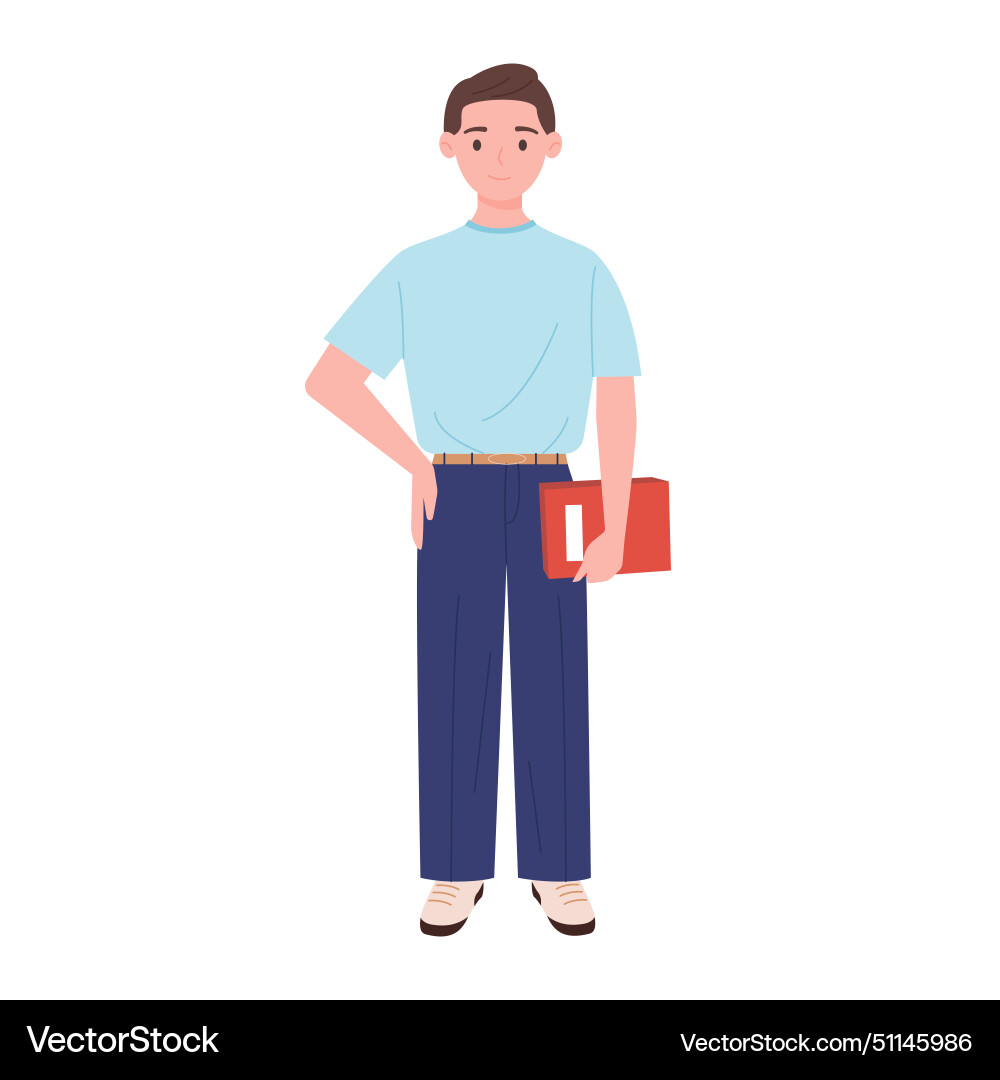 Student of university or college standing boy Vector Image