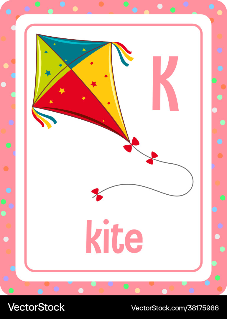 Vocabulary flashcard with word kite Royalty Free Vector