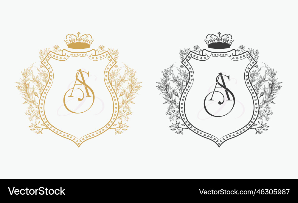 As initial wedding logo Royalty Free Vector Image