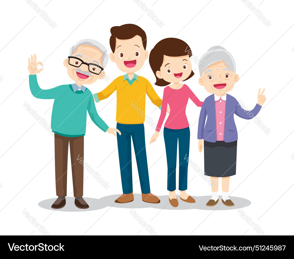 Big happy multi-generational family siblings Vector Image