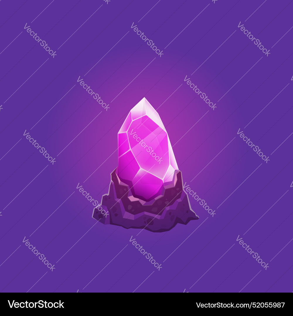 Cartoon magic crystal isolated purple rock Vector Image