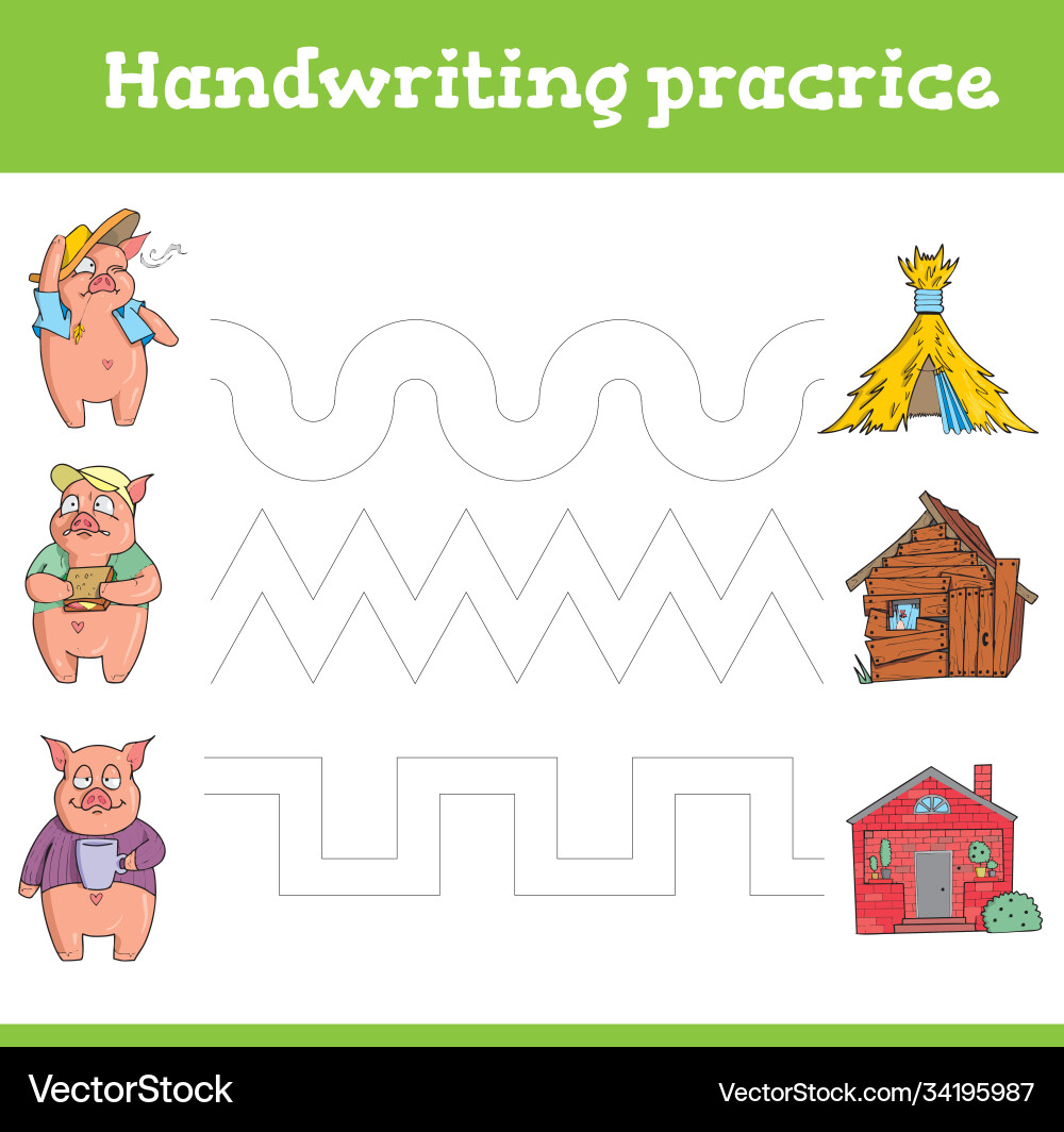 Handwriting practice education games with three Vector Image