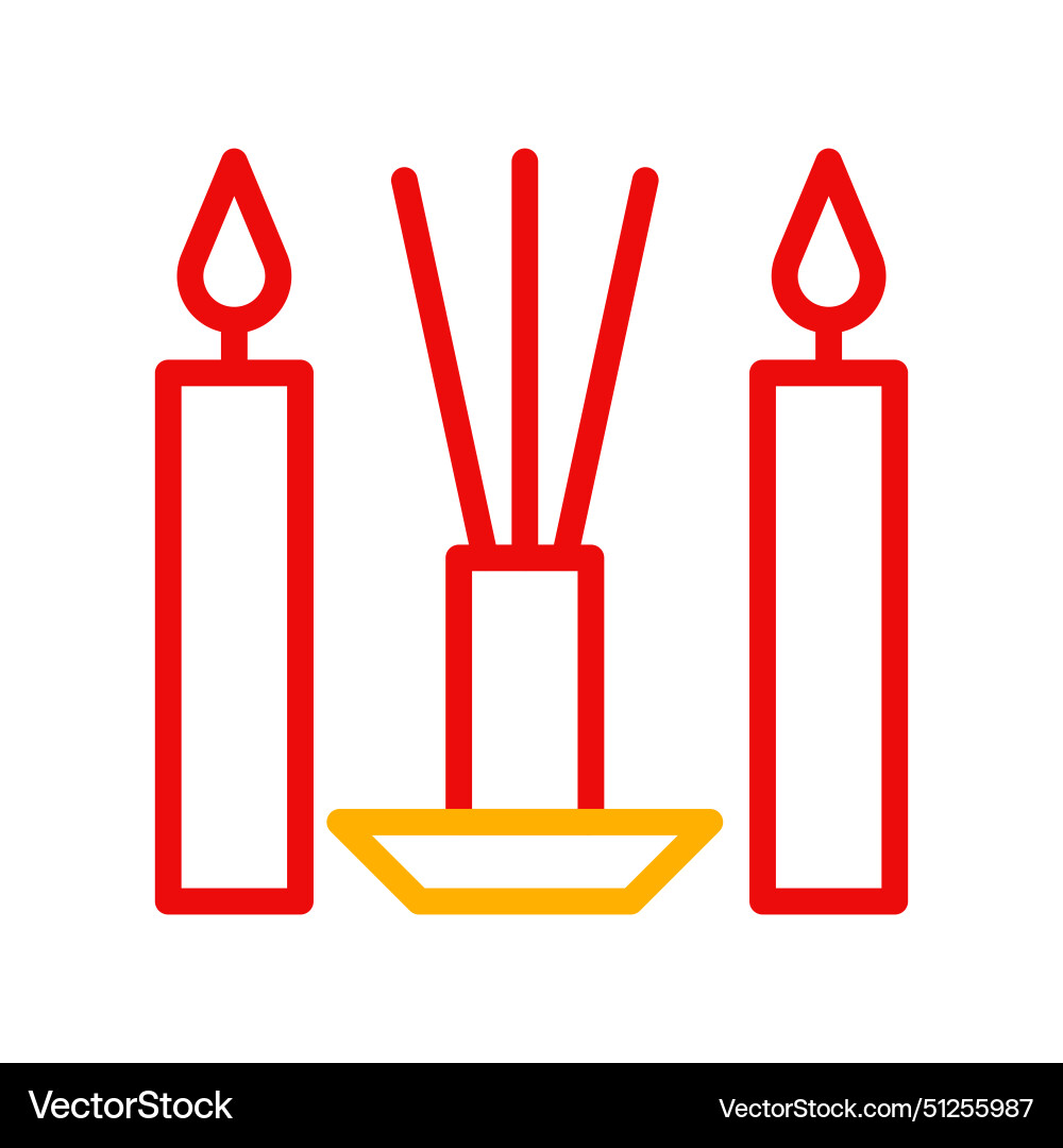 Incense icon duocolor red yellow chinese Vector Image