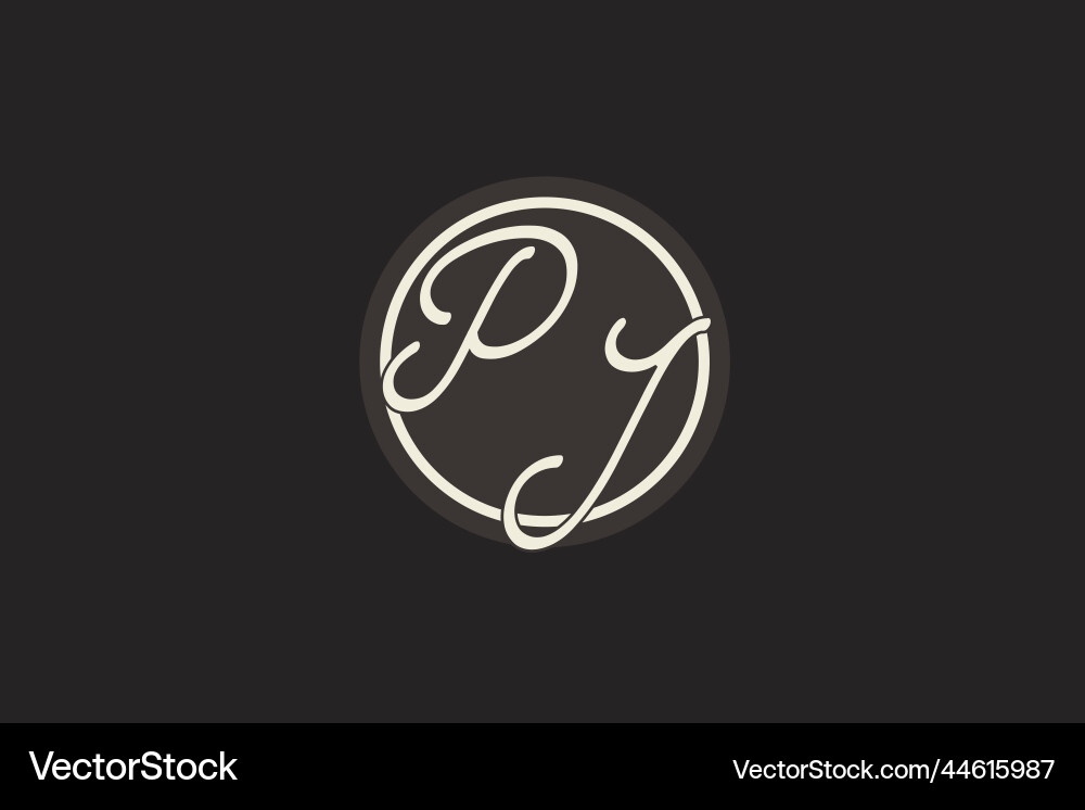 Initial letter pj monogram logo with simple Vector Image