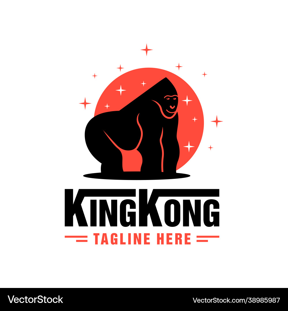King kong logo jungle Royalty Free Vector Image
