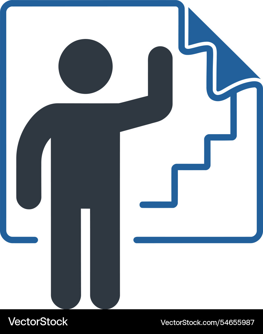 Person standing with steps icon Royalty Free Vector Image