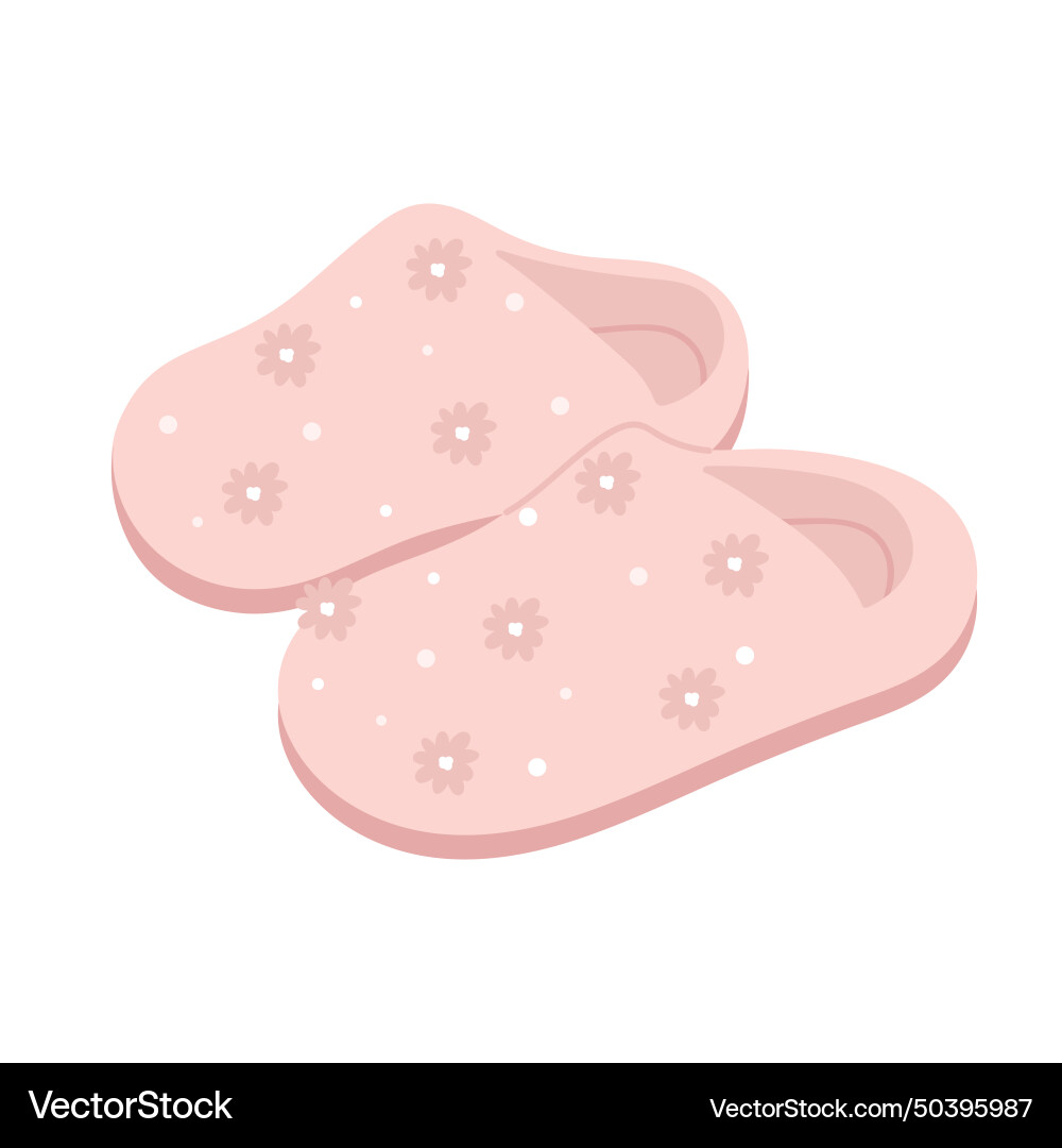 Pink plush house slippers Royalty Free Vector Image