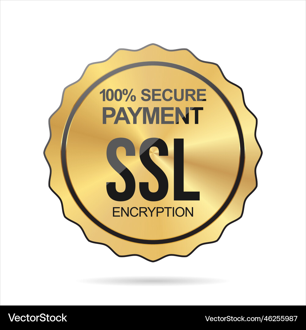 Ssl certified gold and black label 3 Royalty Free Vector