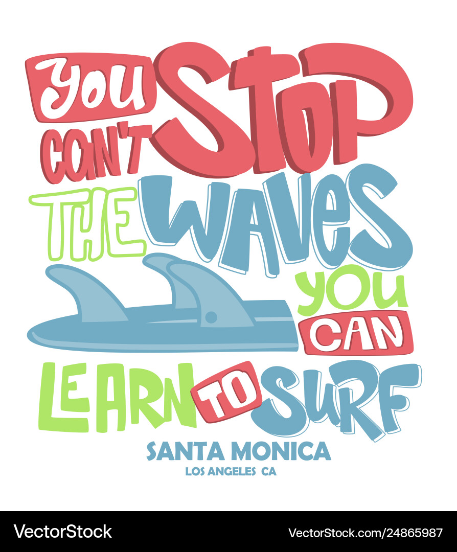 Surf Lettering Poster - Wave Vibes Royalty Free Vector Image