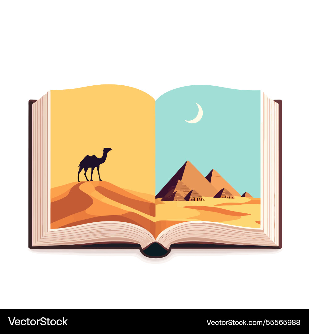 Ai-generated open book revealing giza pyramids and