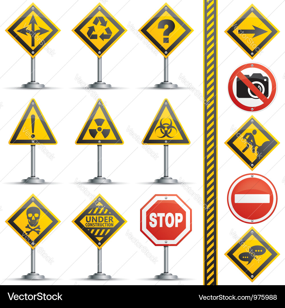 Collection road signs Royalty Free Vector Image