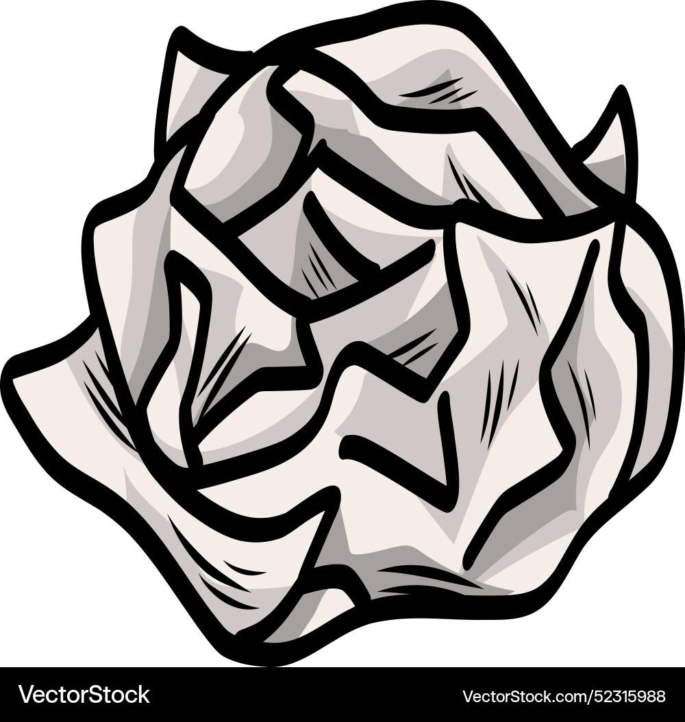 Crumpled paper ball waste drawing Royalty Free Vector Image