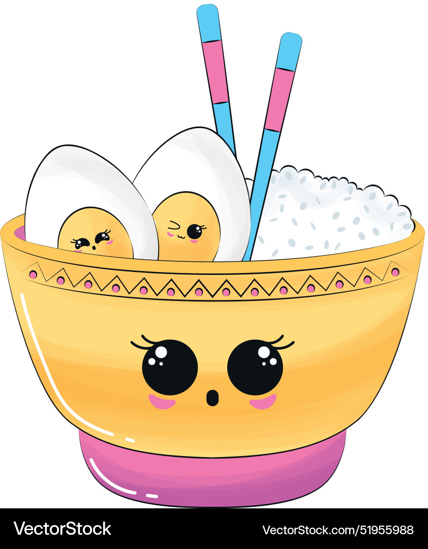 Happy cute bowl cartoon Royalty Free Vector Image