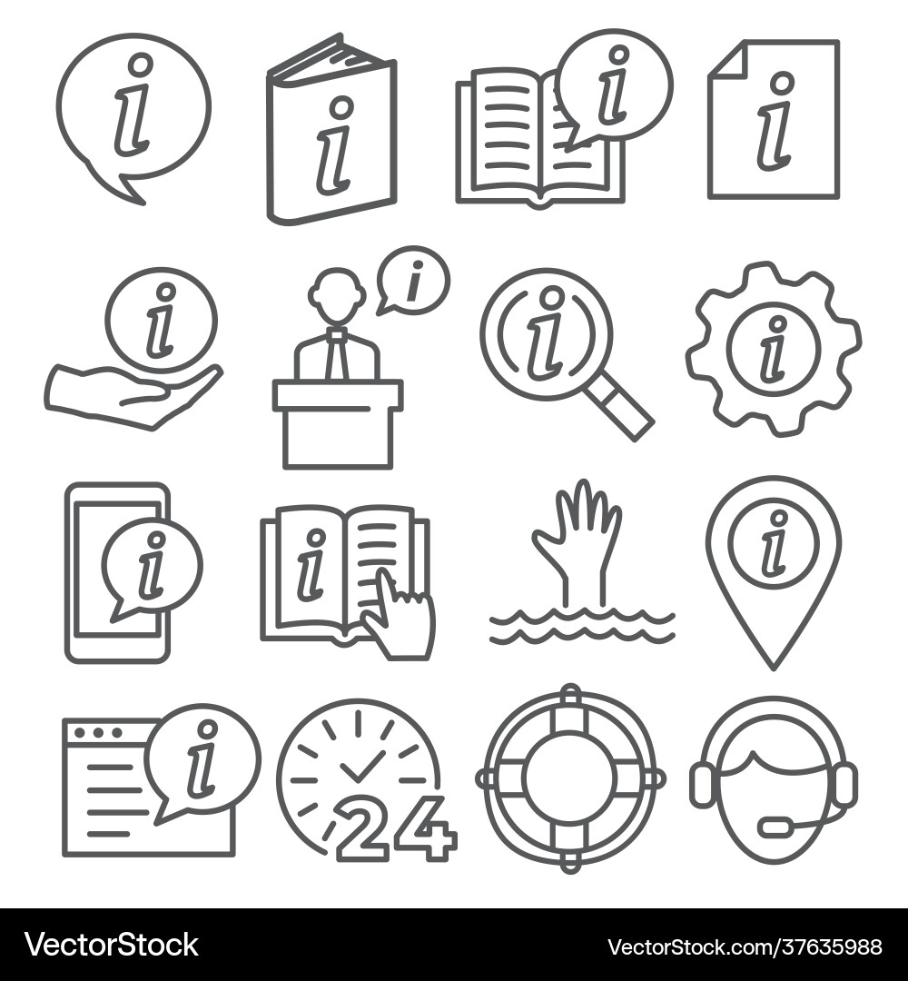 Information Line Icons Set Royalty Free Vector Image