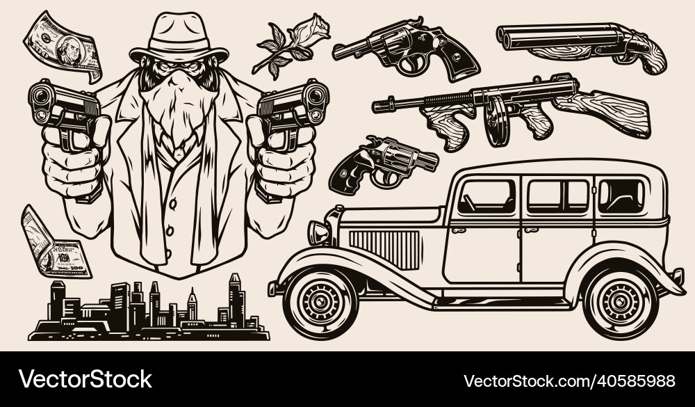 Mafia monochrome vintage concept Royalty Free Vector Image