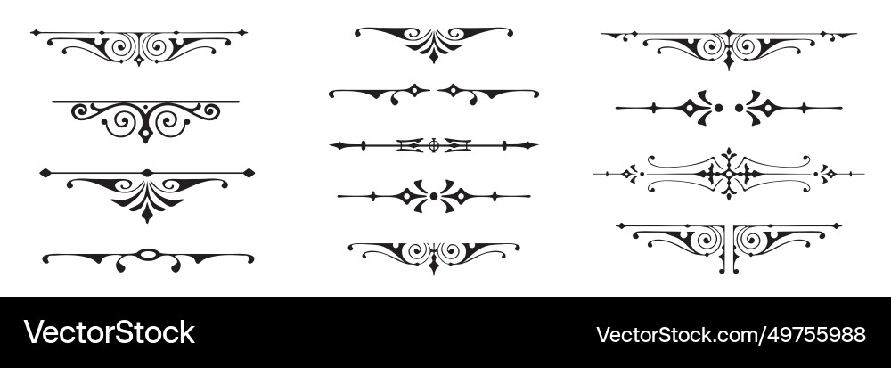 Set of decorative divider elements border florish Vector Image