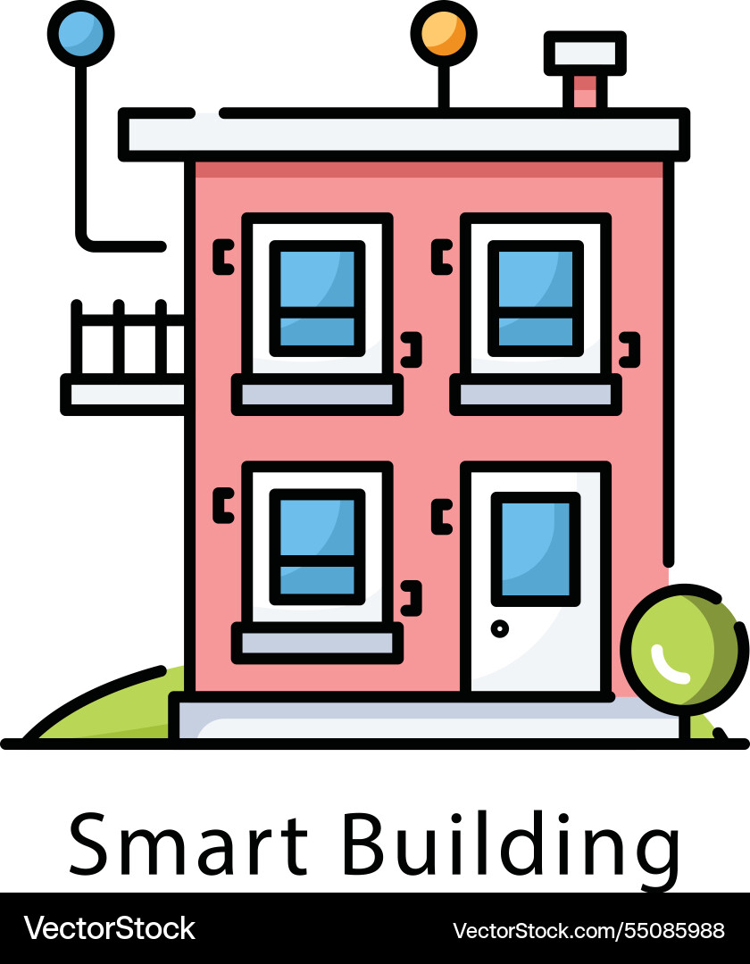 Smart building filled Royalty Free Vector Image