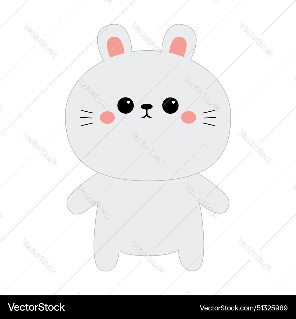 Bunny rabbit standing icon round face cute Vector Image