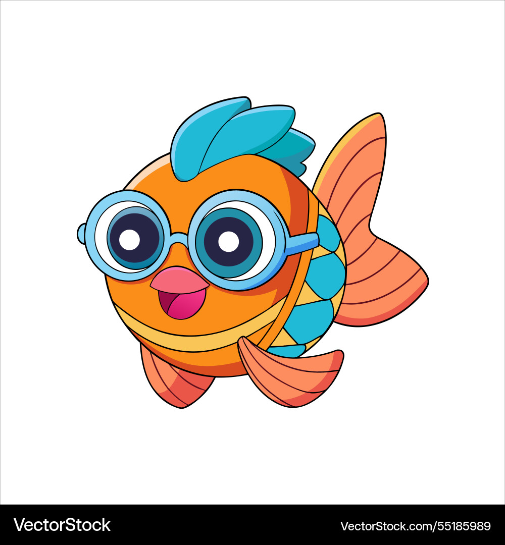 Cartoon fish with glasses Royalty Free Vector Image