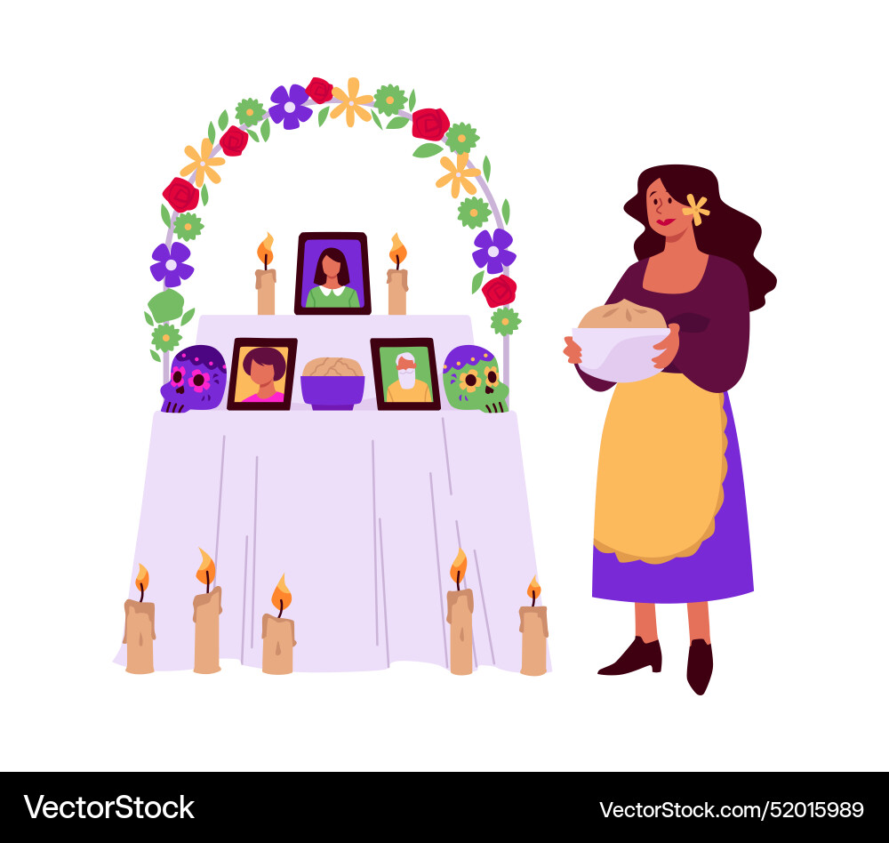 Dia de los muertos altar for relatives Royalty Free Vector