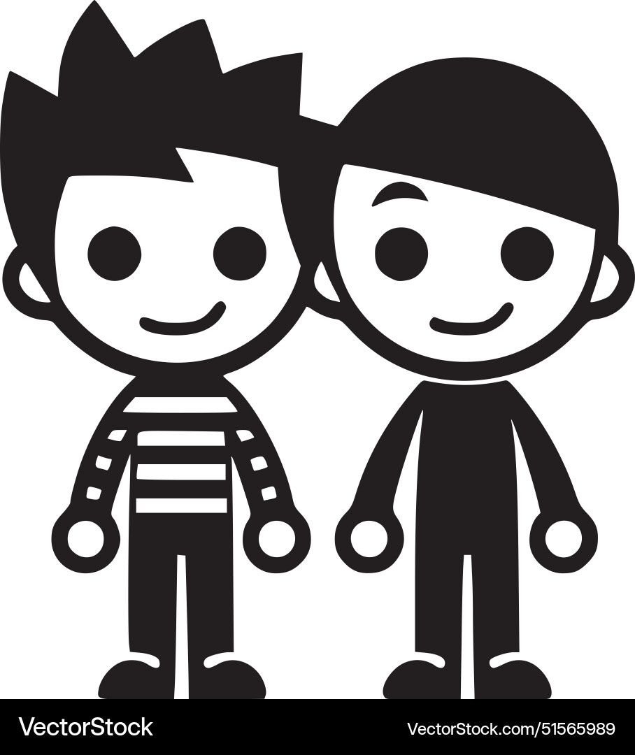 Friends - black and white Royalty Free Vector Image