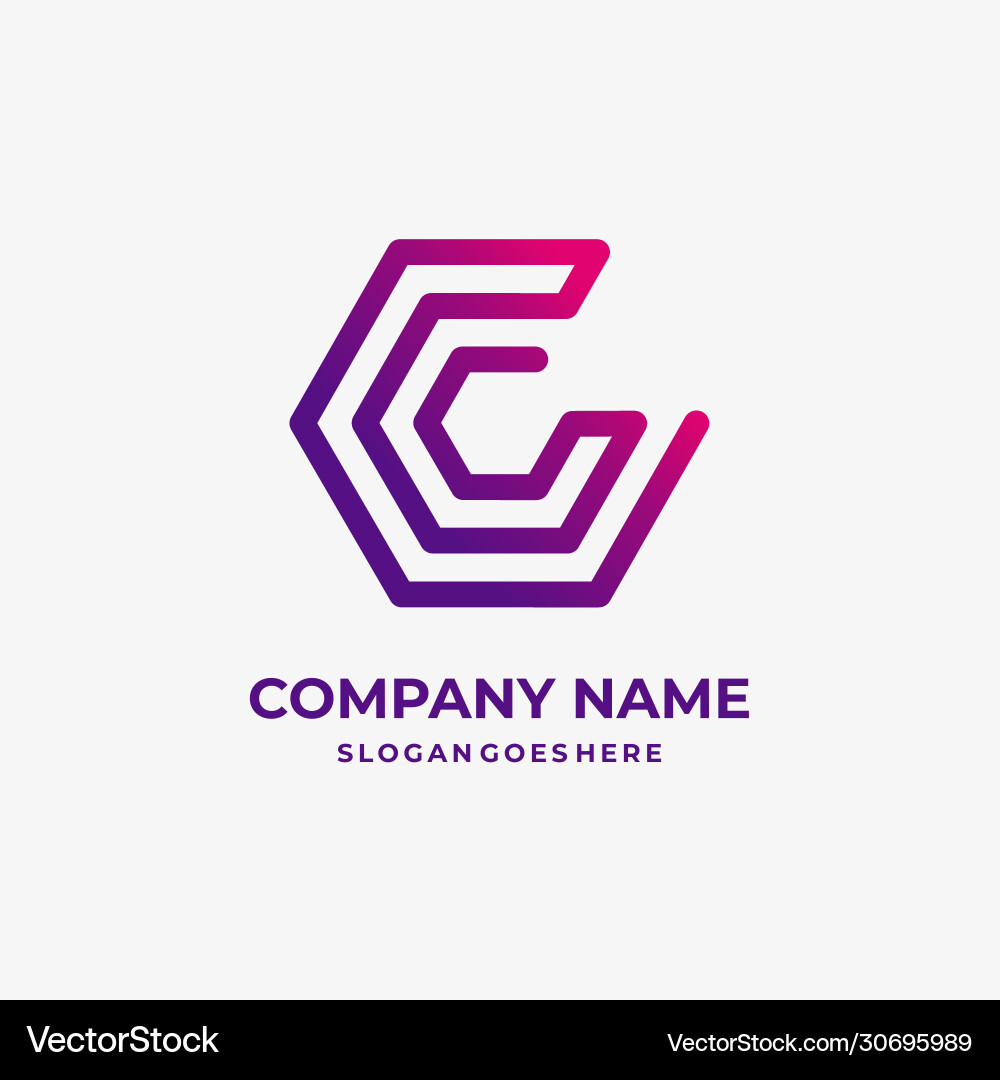 Hexagon c letter logo design template Royalty Free Vector