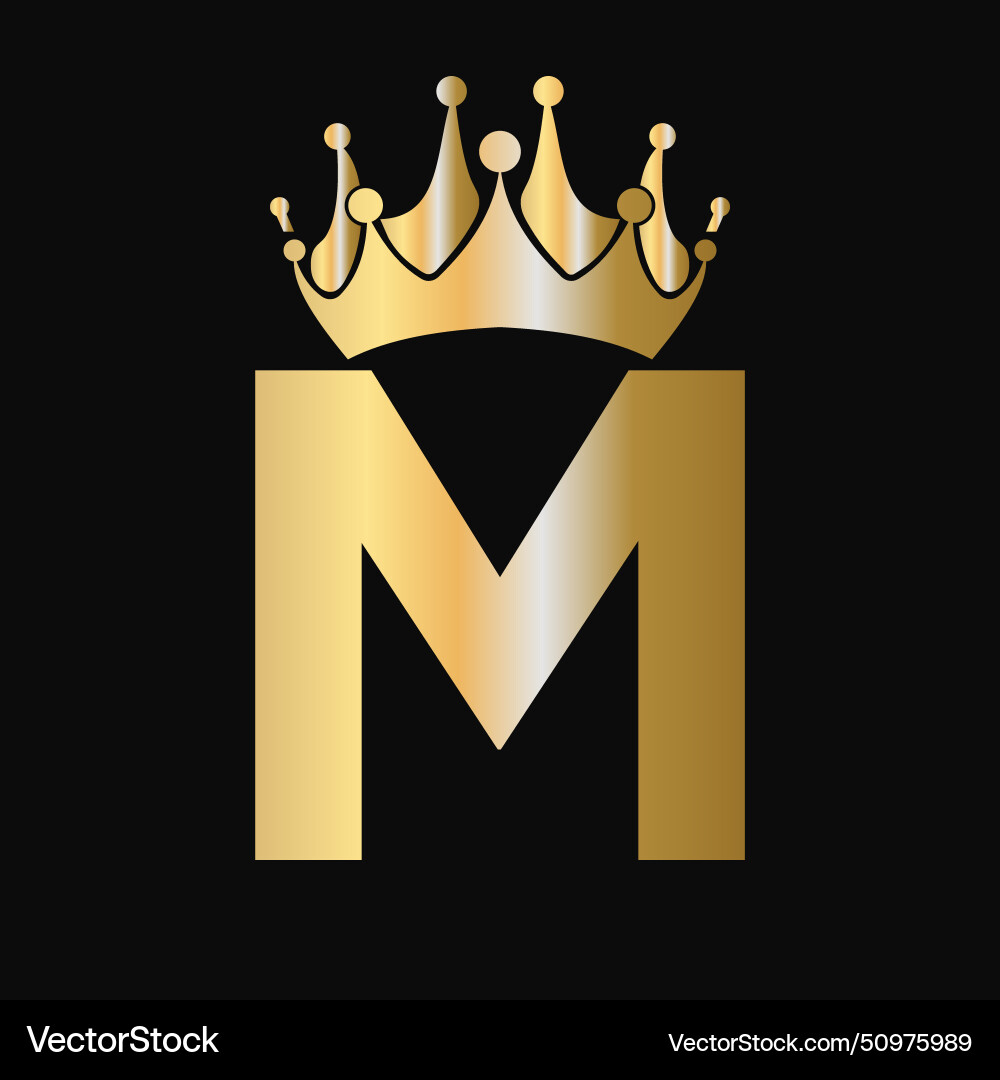 Letter m crown logo template royal logotype Vector Image