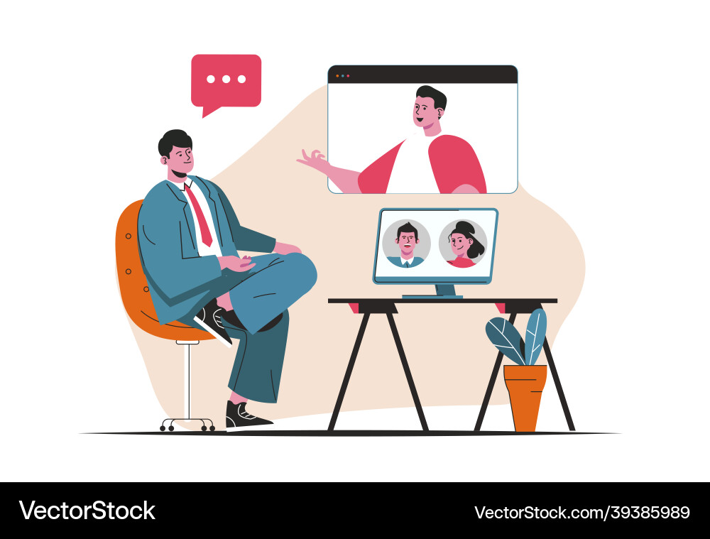 Video conference concept isolated online Vector Image