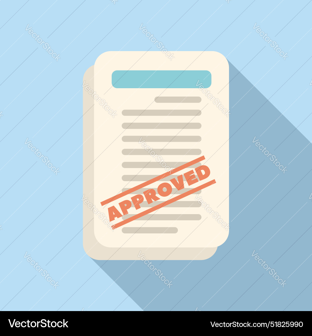Approved document with stamp showing agreement Vector Image