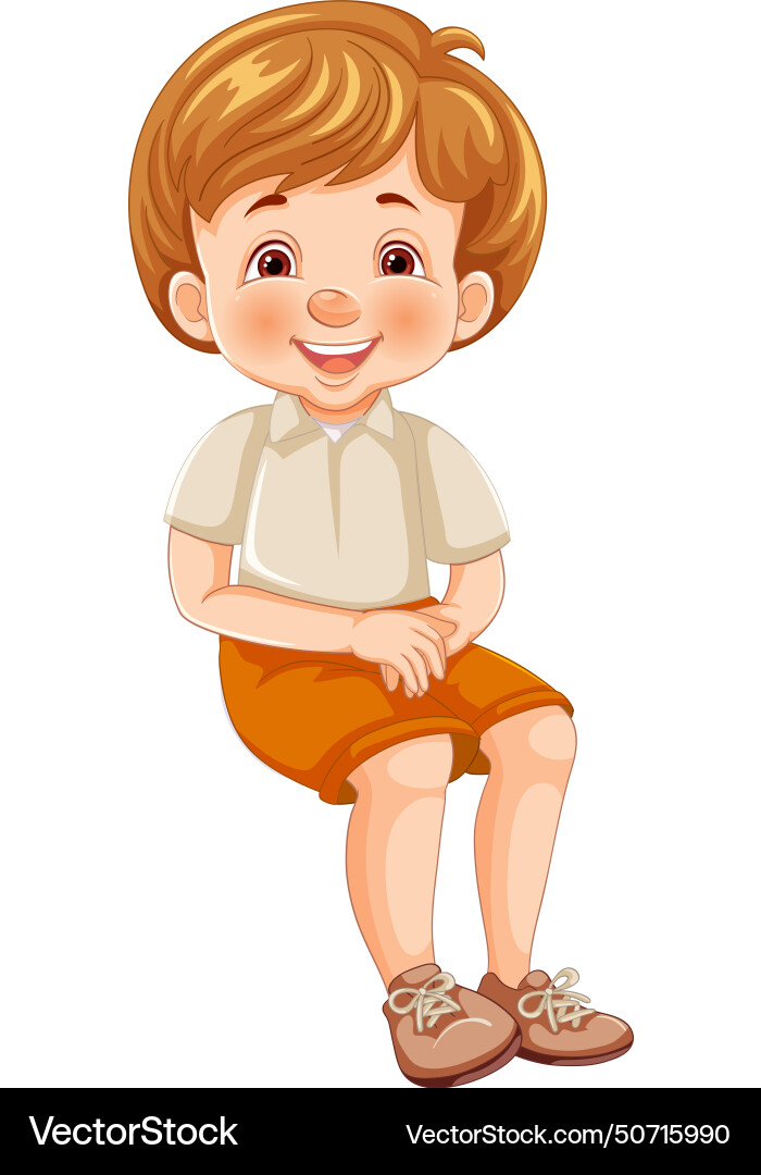 Cheerful young boy sitting smiling brightly Vector Image