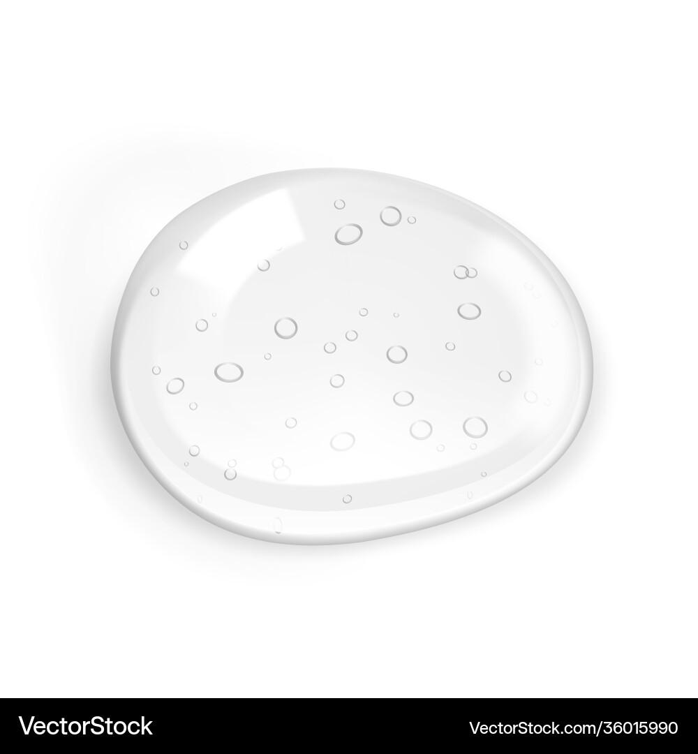 Clear liquid gel drop with bubbles on white back Vector Image