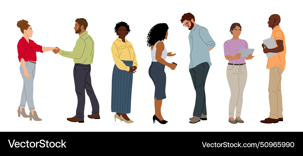 Different business team members standing on white Vector Image