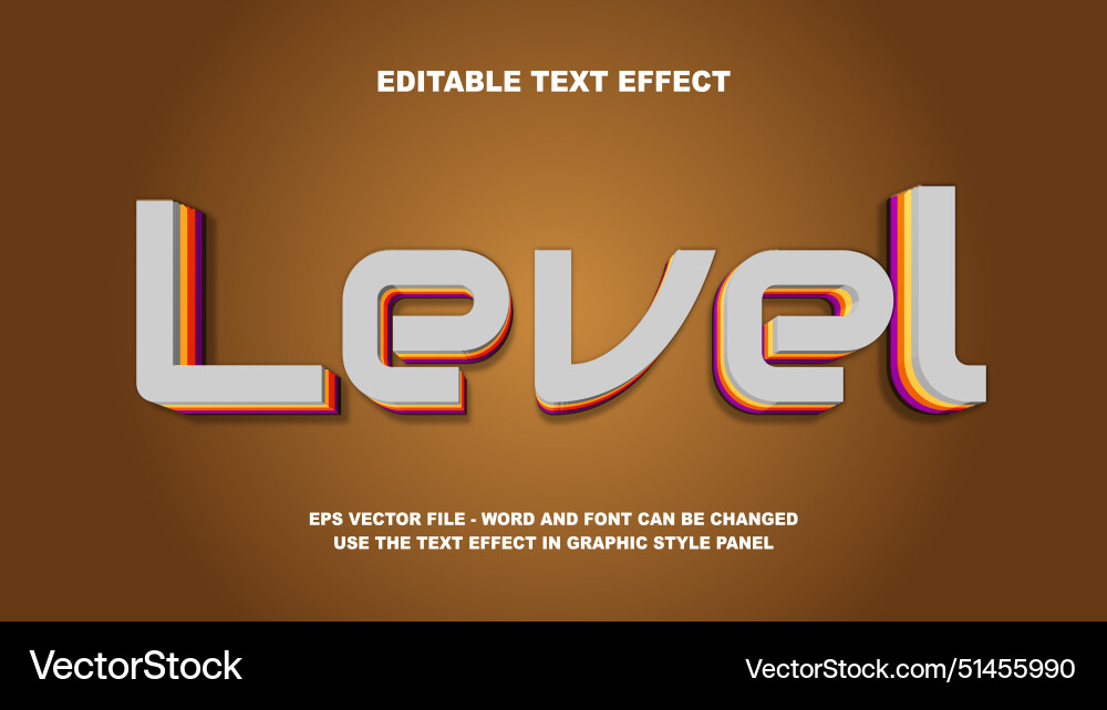 Editable text effect level 3d template Royalty Free Vector
