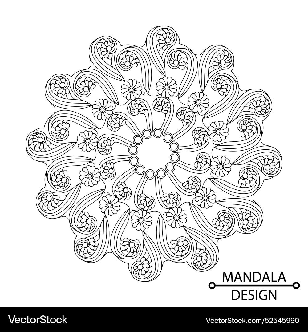 Geometros abstract simple mandala coloring book Vector Image