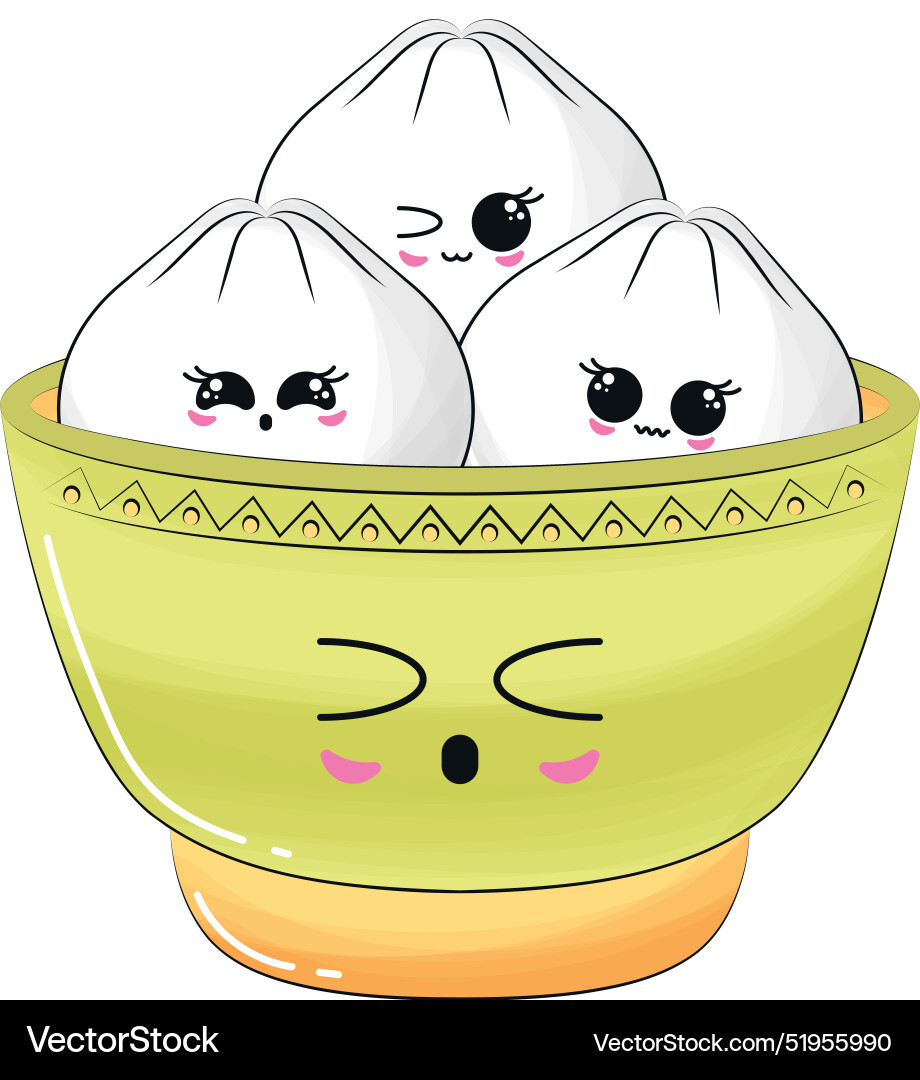 Happy cute bowl cartoon Royalty Free Vector Image